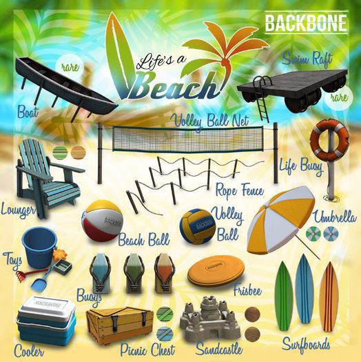 Second Life Marketplace - BackBone Life's a Beach - Beach Chest - Yellow