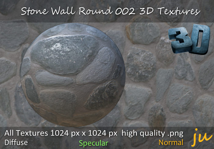 Second Life Marketplace - JU Stone Wall Round 002 3D Textures Full Perm