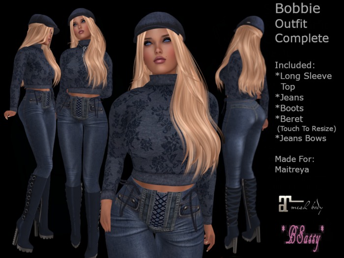 Second Life Marketplace - *BSASSY* BOBBIE JEANS OUTFIT COMPLETE BLUE