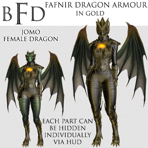 Second Life Marketplace - BFD Fafnir Female Dragon Armour Gold