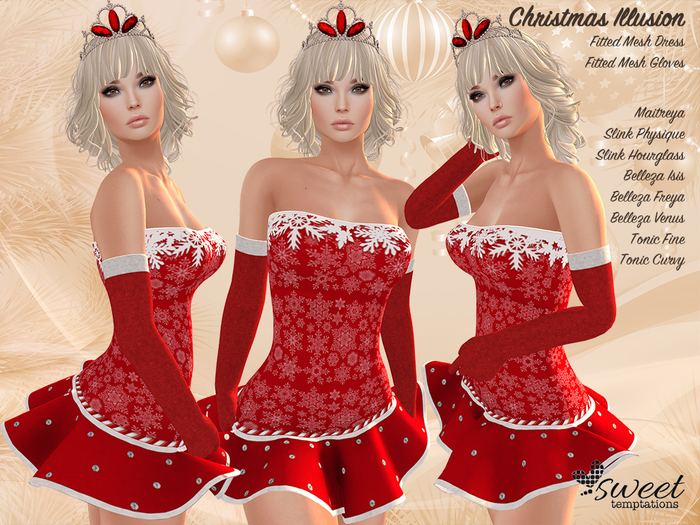 Second Life Marketplace - PROMO - Sweet Temptations :: Christmas Ilusion Outfit - Maitreya ...