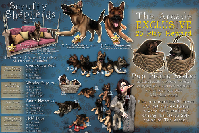 Second Life Marketplace - JIAN Scruffy Shepherds 1. Hanging Buddy Couch ...