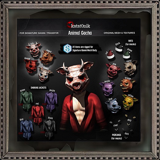 Second Life Marketplace - *katat0nik* (gold /piercings for pig mask ...