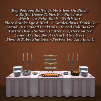 Second Life Marketplace - Bey Seafood Buffet Table Silver On Blush