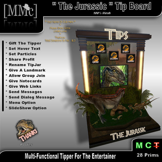 Second Life Marketplace - [Themed] The Jurassic Tip Board
