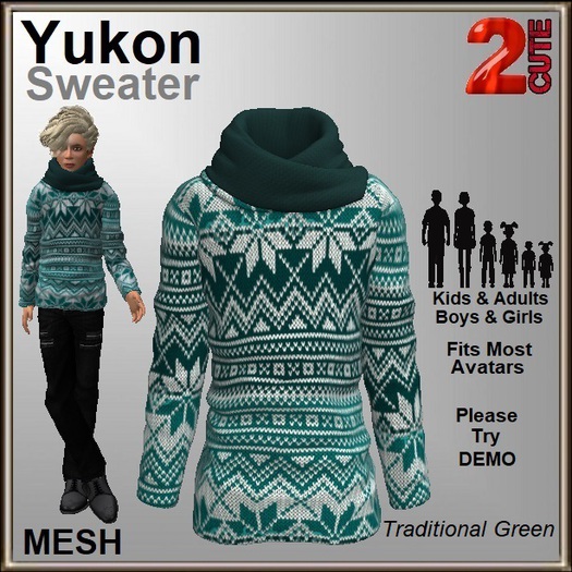 Second Life Marketplace - Yukon Sweater - Traditional Green