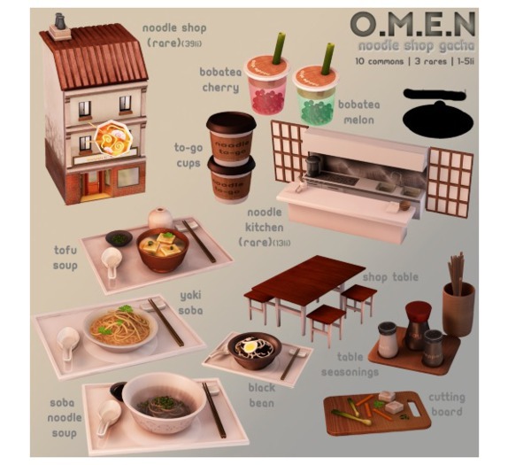 Second Life Marketplace - GACHA - O.M.E.N - Noodle Shop - Shop Table BOX