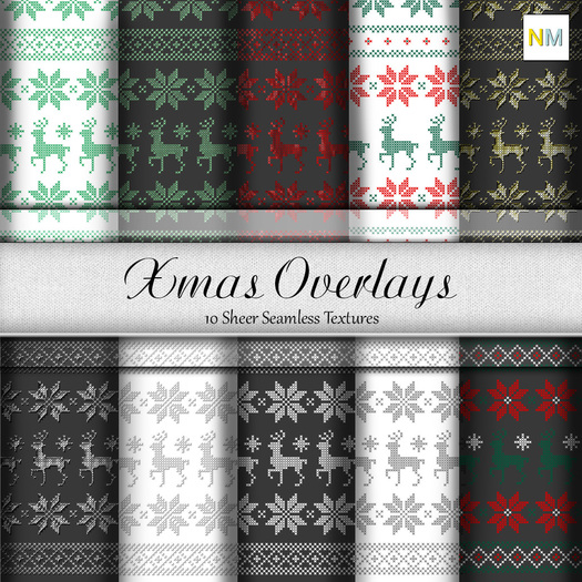 Second Life Marketplace - Xmas Overlays 10 Sheer Transparent Textures ...