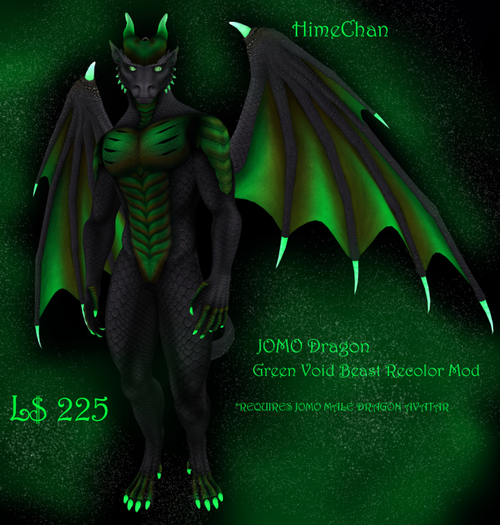 Second Life Marketplace - [HimeChan] Void Beast JOMO Dragon Male Mod - Green