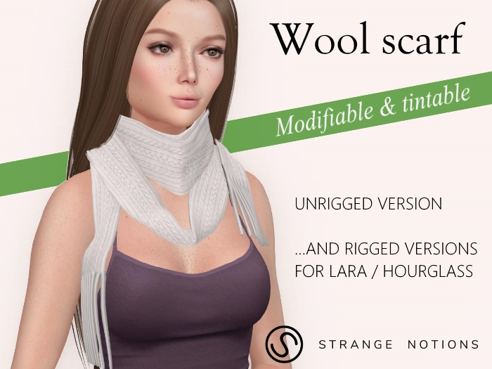 Second Life Marketplace - Wool knitted scarf, tintable (rigged & unrigged)