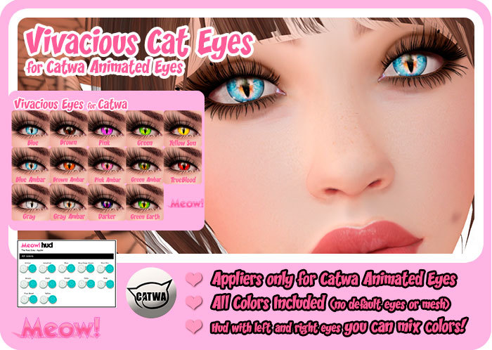 Second Life Marketplace - {Meow!} Catwa Vivacious Cat Eyes Applier R&L ...