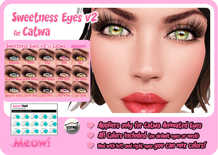 Second Life Marketplace - {Meow!} Catwa Sweetness Eyes Applier v2 R&L ...