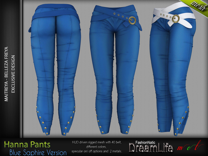 Second Life Marketplace - Hanna Female Pants Blue Sapphire - Maitreya ...