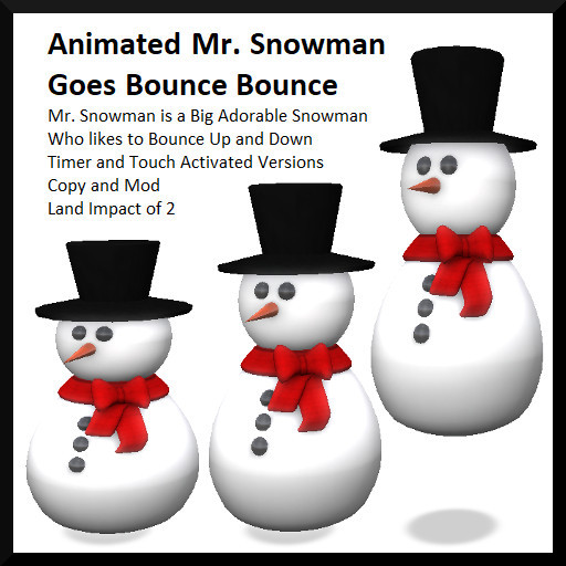 Second Life Marketplace - Animated Mr. Snowman Goes Bounce Bounce