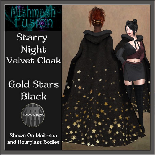 Second Life Marketplace - ~*MF*~ Starry Night Velvet Cloak - Gold Stars ...