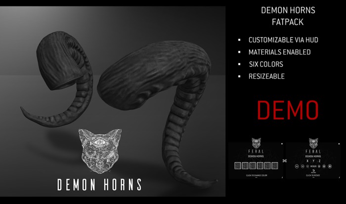 Second Life Marketplace - Feral - Demon Horns DEMO