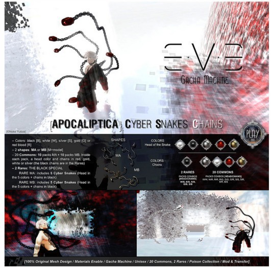 Second Life Marketplace - E.V.E {APOCALIPTICA} Cyber Snakes Chains MB ...
