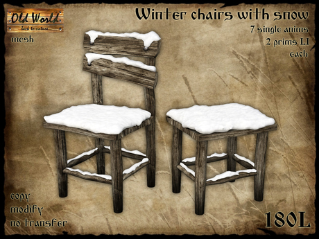 Second Life Marketplace - Rustic chair with snow - Old World - Medieval ...