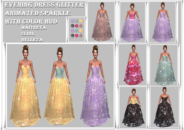 Second Life Marketplace - Evening Dress Glitter animated Sparkle with ...