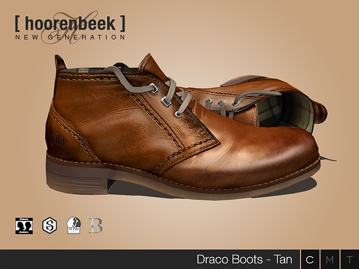 Second Life Marketplace - Leather Boots - Draco - Tan