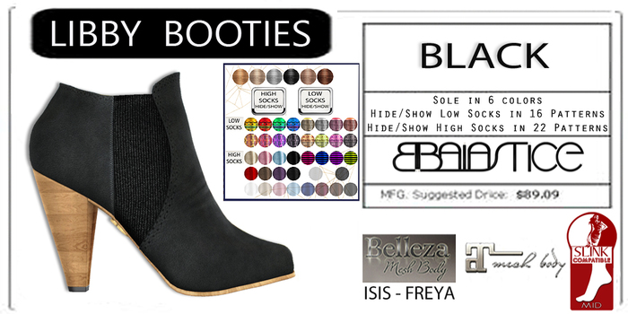 Second Life Marketplace - Baiastice_Libby Booties-Black
