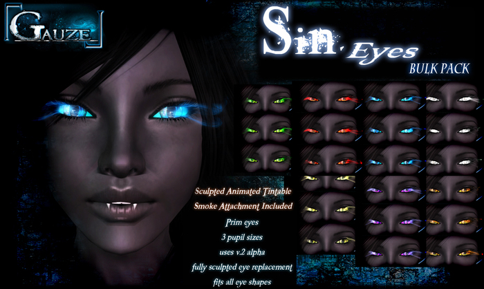 Second Life Marketplace - [Gauze] Sin Eyes - Bulk