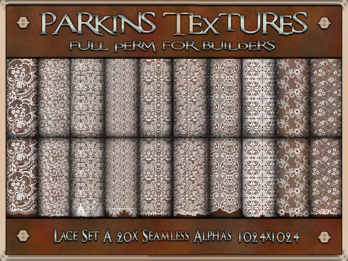 Second Life Marketplace - Parkins Textures - Lacey Set A - 20x Full ...