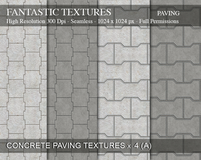 Second Life Marketplace - FULL PERM Realistic Concrete Paving Textures x 4