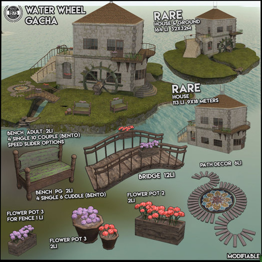 Second Life Marketplace - [Since1975]WaterWheel Gacha-Flower Pot 3 (for ...