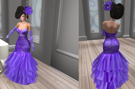 Second Life Marketplace - SALE! Diamond Chiffon Deep Violet Dress for ...