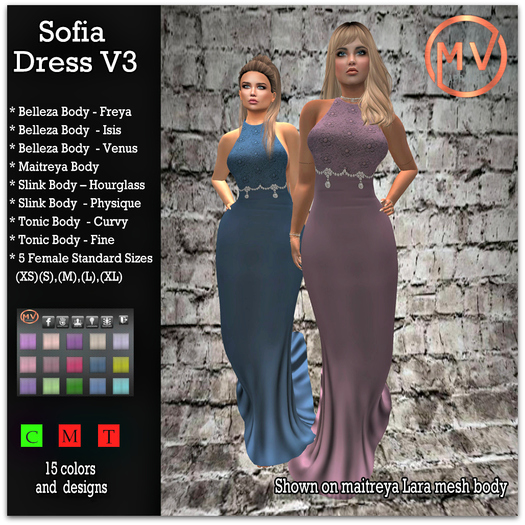 Second Life Marketplace - MV - Sofia - Dress - V3, Belleza, Maitreya ...
