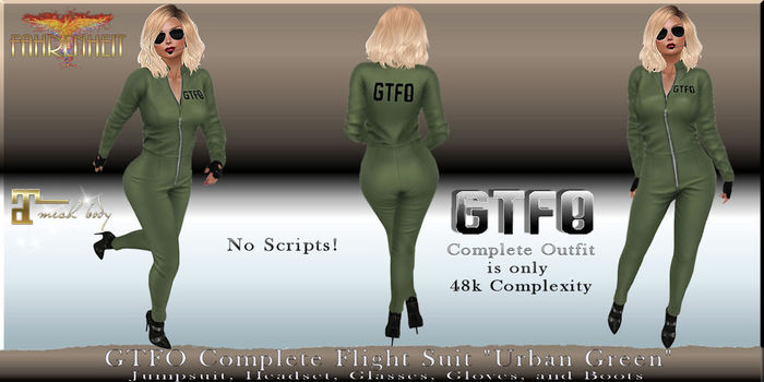 Second Life Marketplace - Complete Flight Suit- GTFO [Urban Green w ...