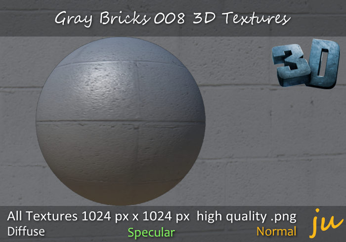 Second Life Marketplace - JU Gray Bricks 008 3D Textures Full Perm