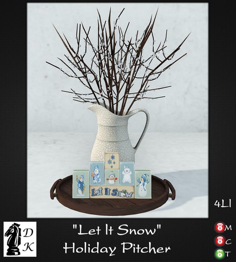 Second Life Marketplace - DKD - Holiday Pitcher - Let It Snow