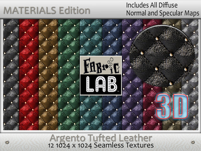 Second Life Marketplace - Fabric Lab 3D Argento Tufted Leather Texture ...