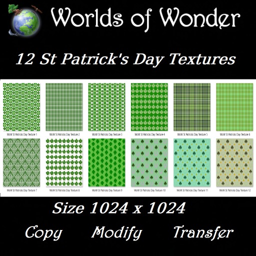 Second Life Marketplace - WoW 12 St Patrick's Day Textures