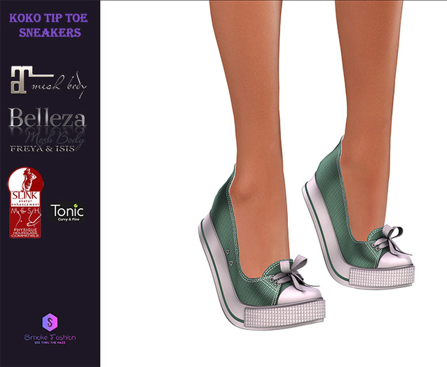 Second Life Marketplace - Smoke Fashion - KoKo Tip Toe Sneakers-Lt Green