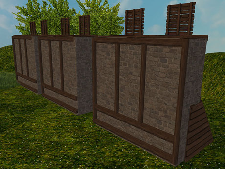 Second Life Marketplace - .:I:. Stone and Wood Partial Mesh Ramparts