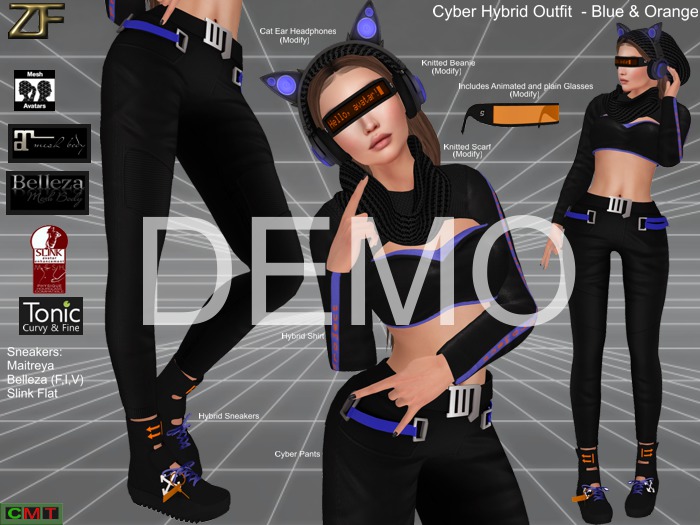 Second Life Marketplace - Zuloo - DEMO Cyber Hybrid Outfit DEMO