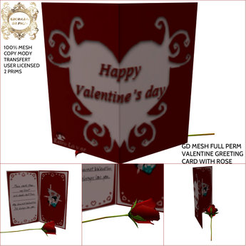 Second Life Marketplace - GD MESH FULL PERM VALENTINE GREETING CARD ...