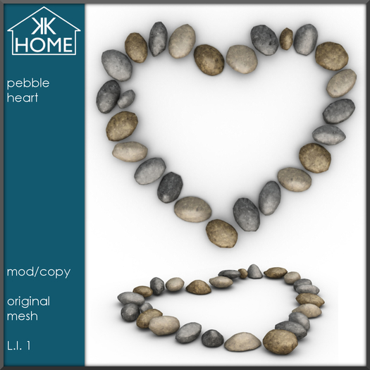 Second Life Marketplace - KK HOME - PEBBLE HEART, Heart made of pebbles ...
