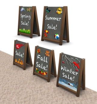 Second Life Marketplace - Five Different Sales Ad Boards - Copy/Mod