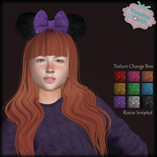Second Life Marketplace - {V*Y} Mouse Headband With Bow - Glitter ...