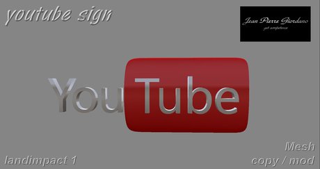 Second Life Marketplace - YOUTUBE Sign mesh /web