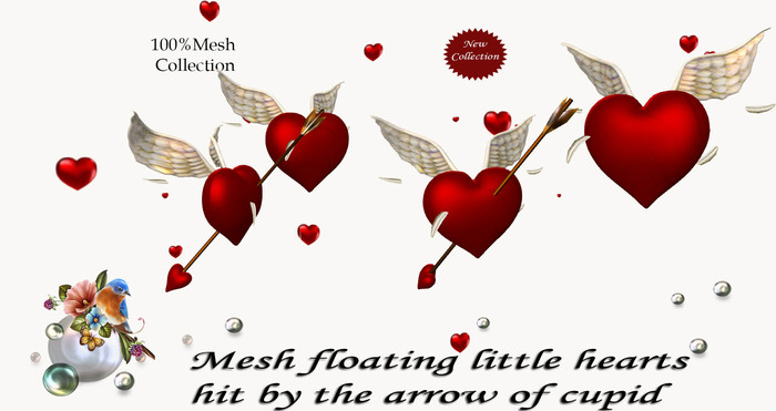 Second Life Marketplace - Mesh floating little hearts hit by the arrow ...