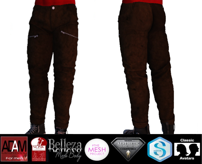 Second Life Marketplace - Brown Raw Leather Pants- Mesh and Classic Bodies