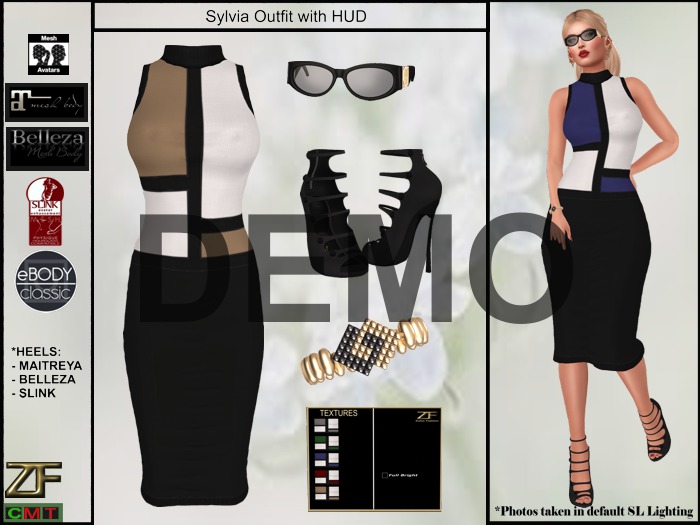 Second Life Marketplace - Zuloo - DEMO Sylvia Outfit w/Dress HUD DEMO