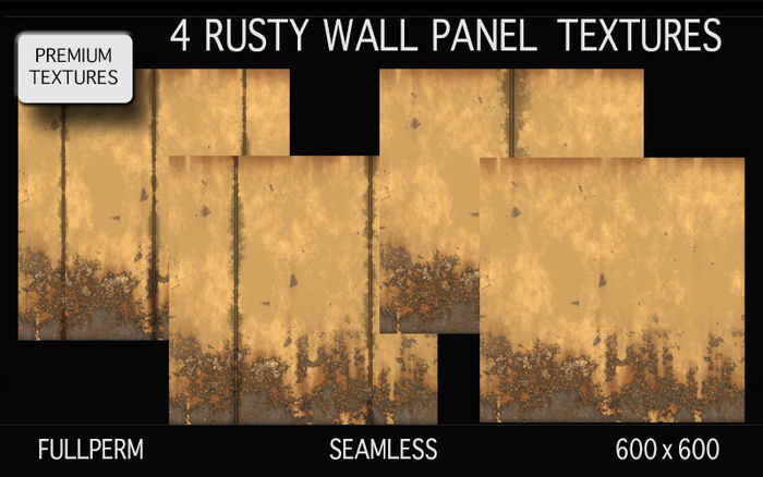 Second Life Marketplace - RUSTY WALL PANEL TEXTURES