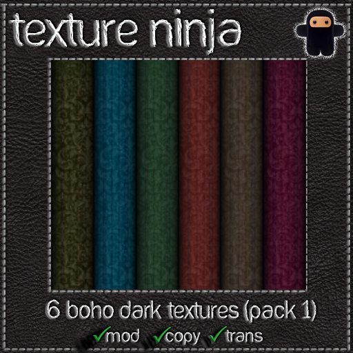 Second Life Marketplace - TEXTURE NINJA -> Boho textures dark pack 1