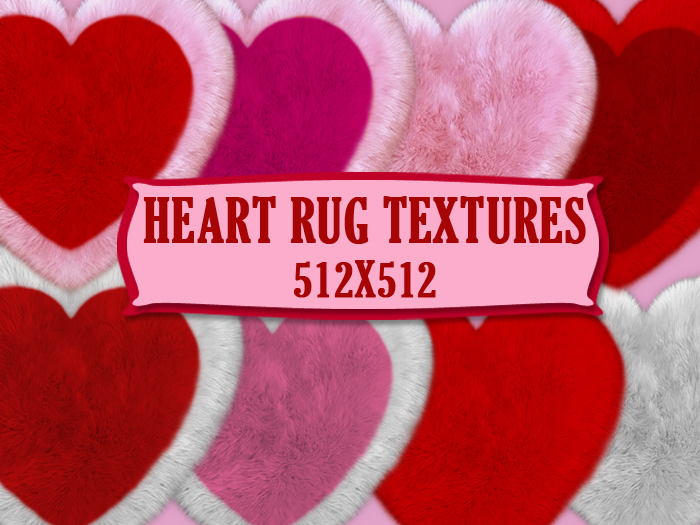 Second Life Marketplace - FULL PERM 8 Plush Shag Heart Rug Textures